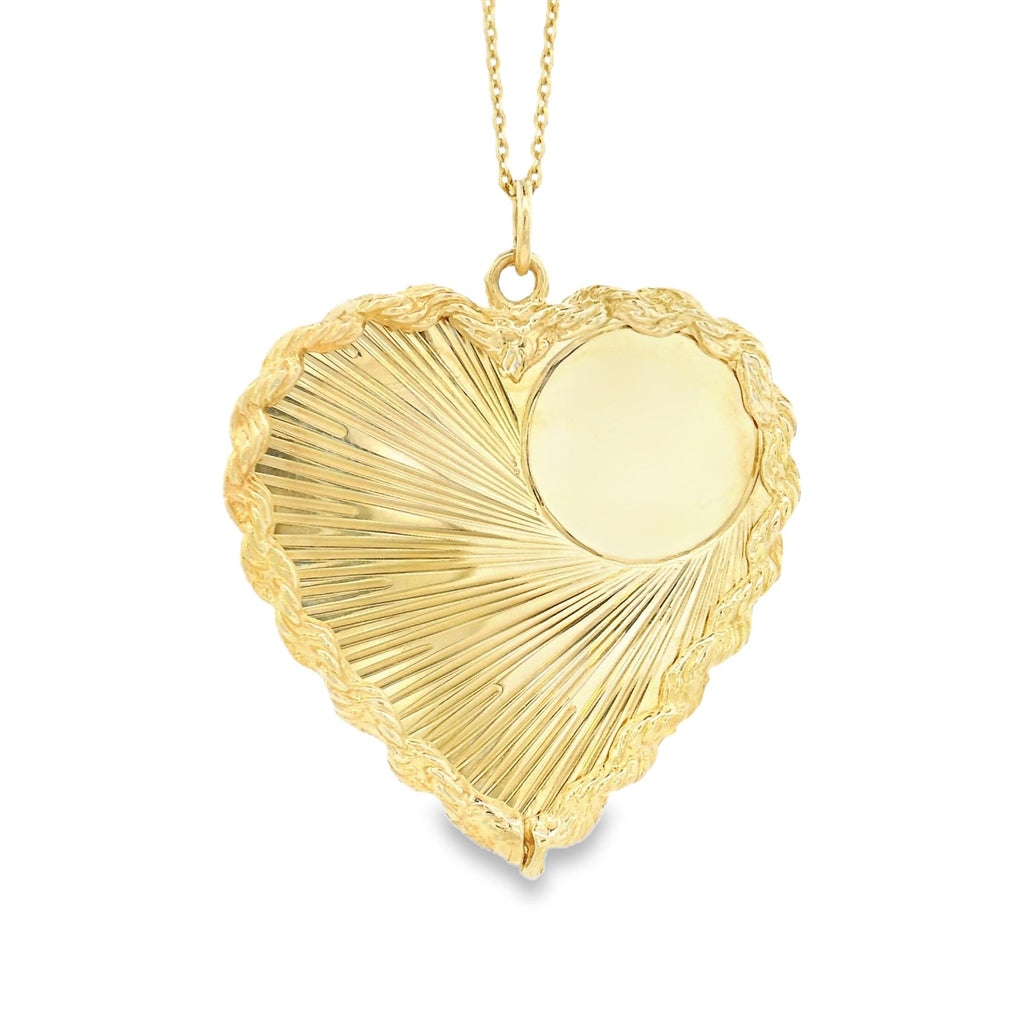14K Yellow Gold Vintage Engine Turned Heart Charm