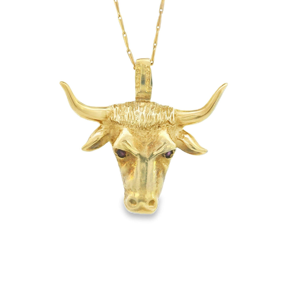 18k Yellow Gold Bull Head Taurus Zodiac Charm
