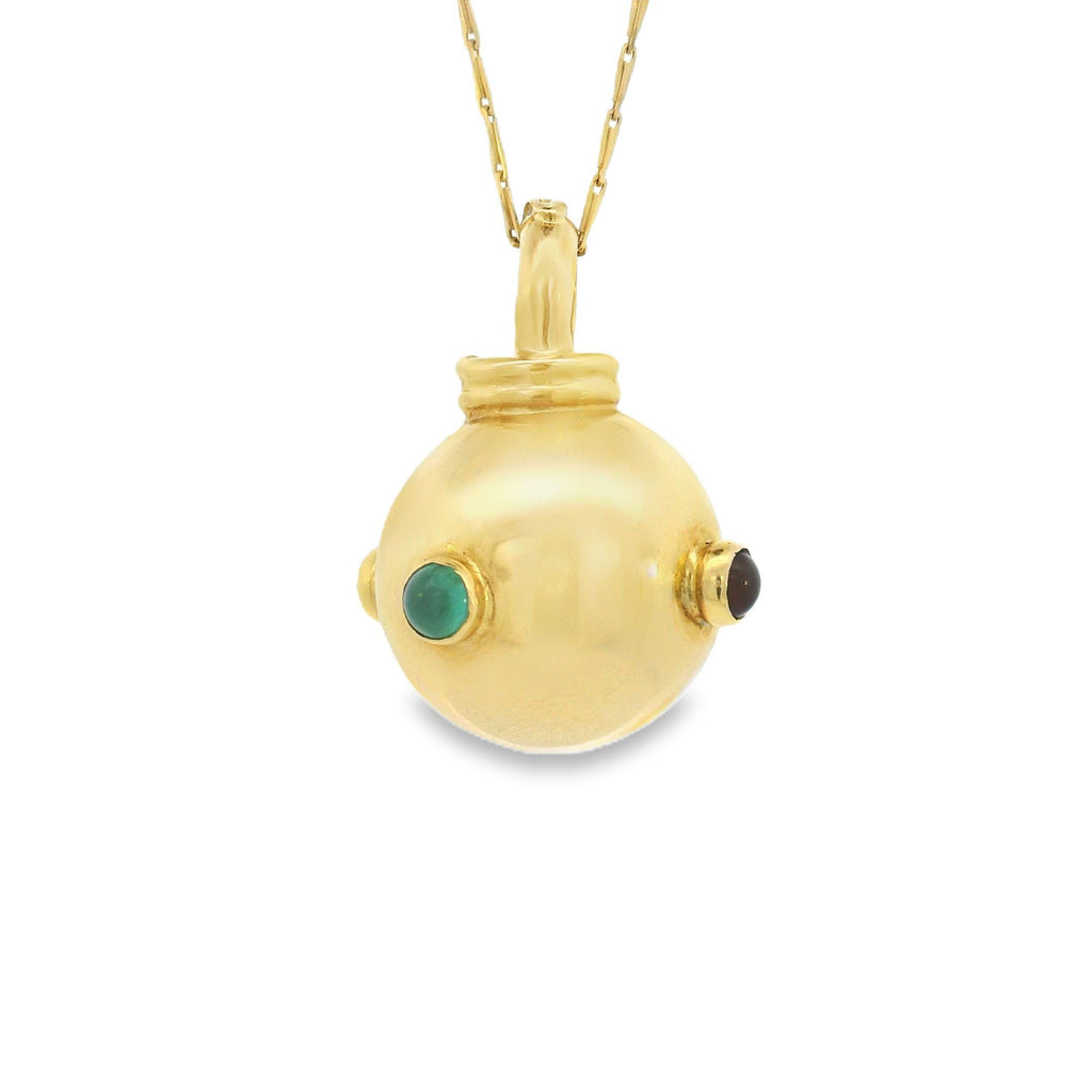 18K Yellow Gold Vintage Gemstone Sphere Charm